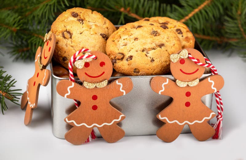 Christmas Gingerbread with Tree Sprig Stock Photo - Image of biscuit ...