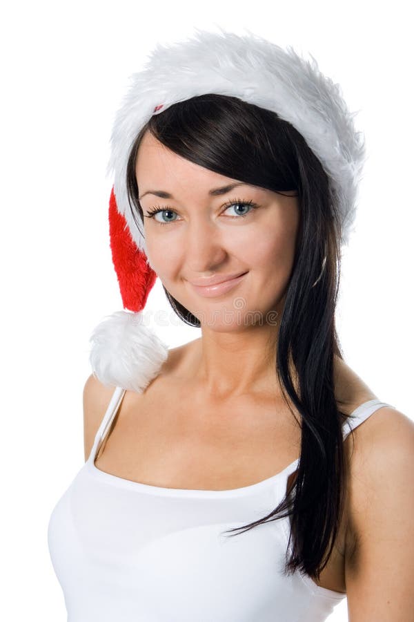 Christmas girl in red hat stock photo. Image of portrait - 3363220