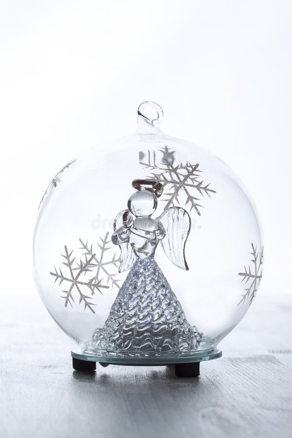 Christmas Glass Ball with Angel Inside Stock Image - Image of silver ...