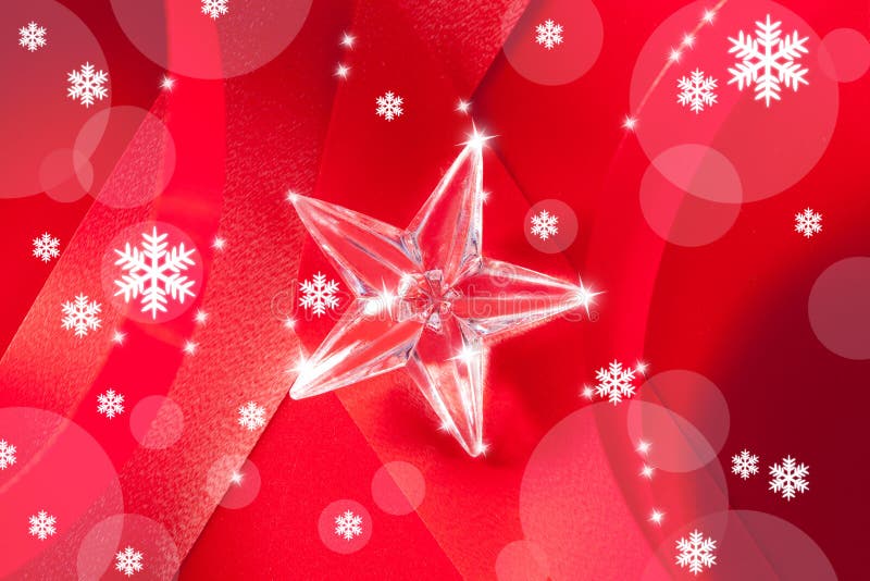 Christmas Glass Star on Red Ribbon Stock Image - Image of decorative ...