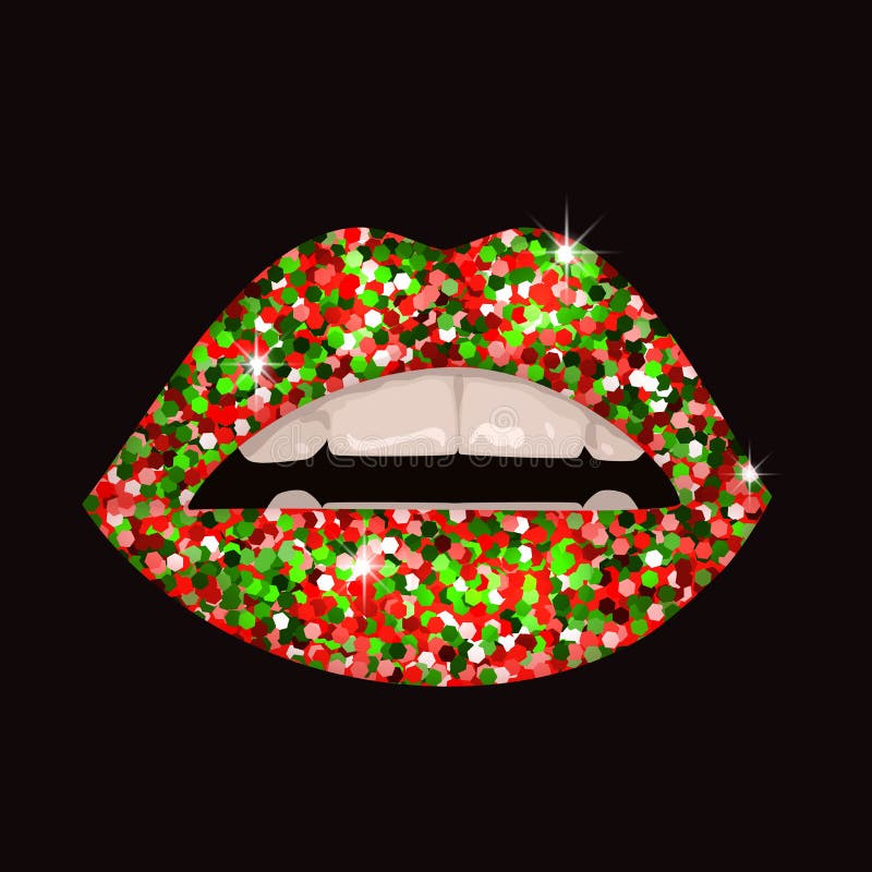 Christmas Glitter on Vector Lips Stock Vector - Illustration of ...