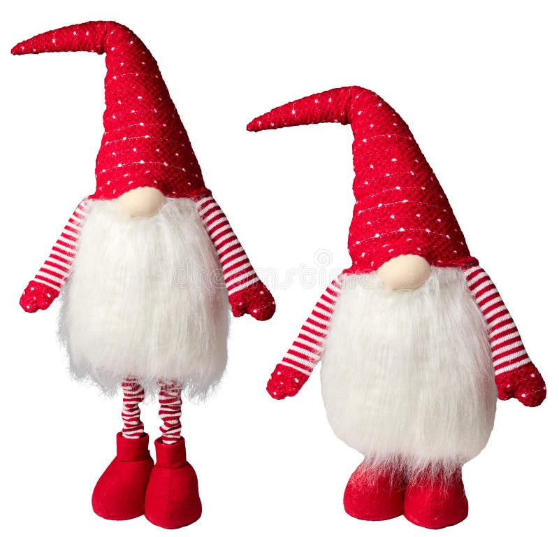 Christmas Gnomes or Elves in Red Cap and Mittens of Different Height ...