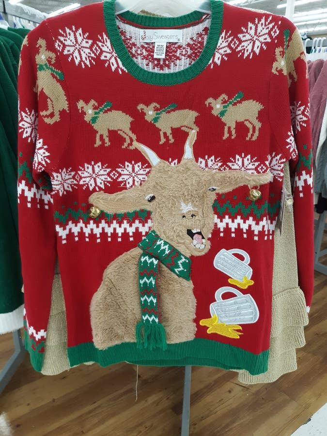 Christmas Goat Sweater editorial stock image. Image of goat - 162564199