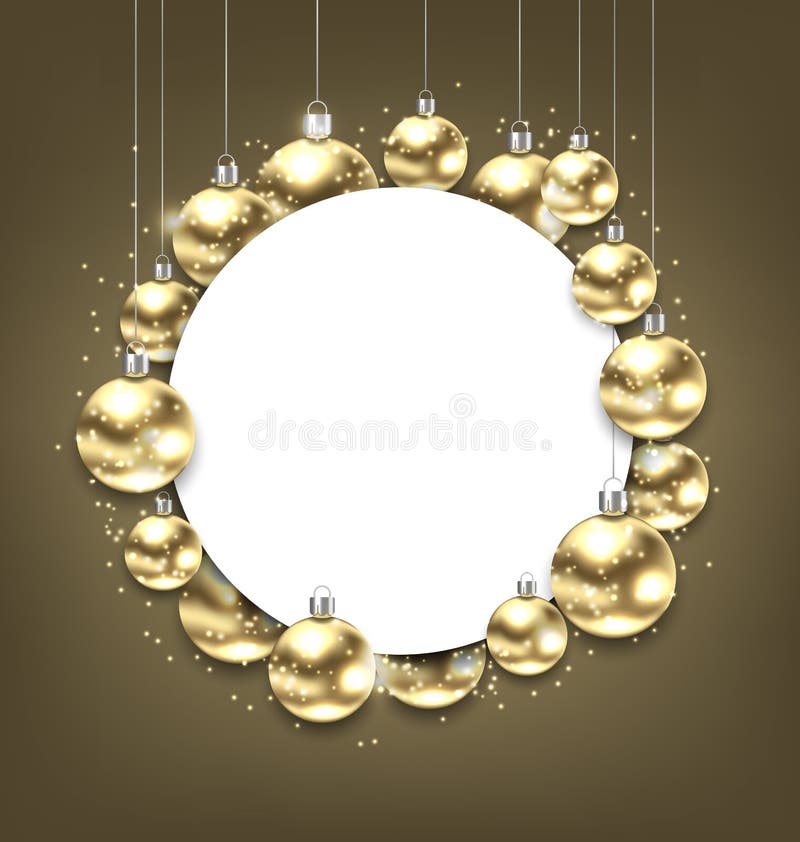 Christmas Golden Glowing Balls with Clean Card Stock Vector ...