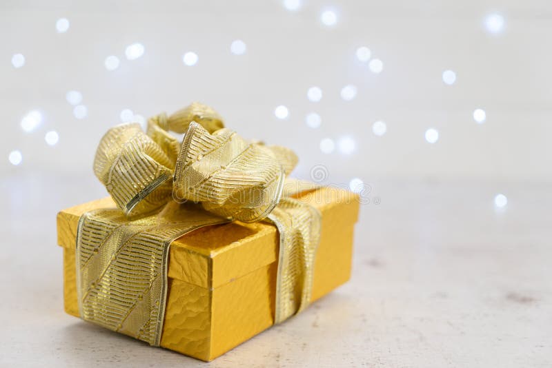 Christmas Golden Present Box Stock Photo - Image of presents, shiny ...