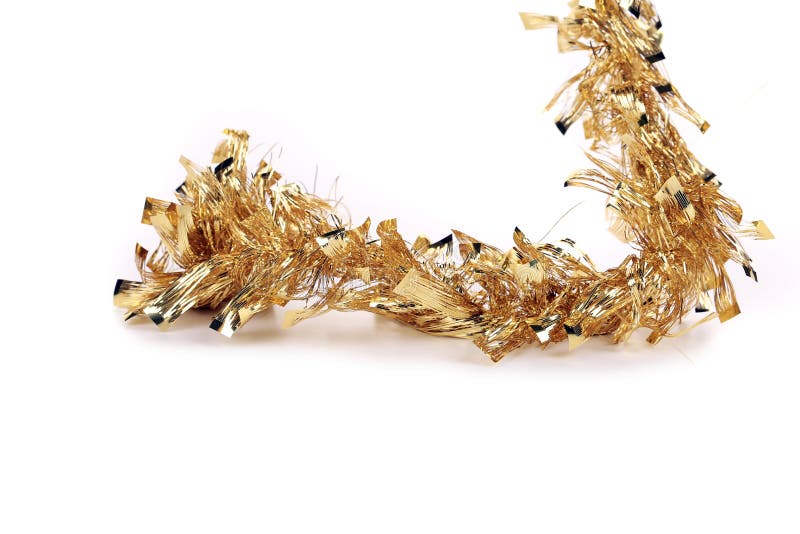 Christmas golden tinsel. stock photo. Image of ornament - 36994502