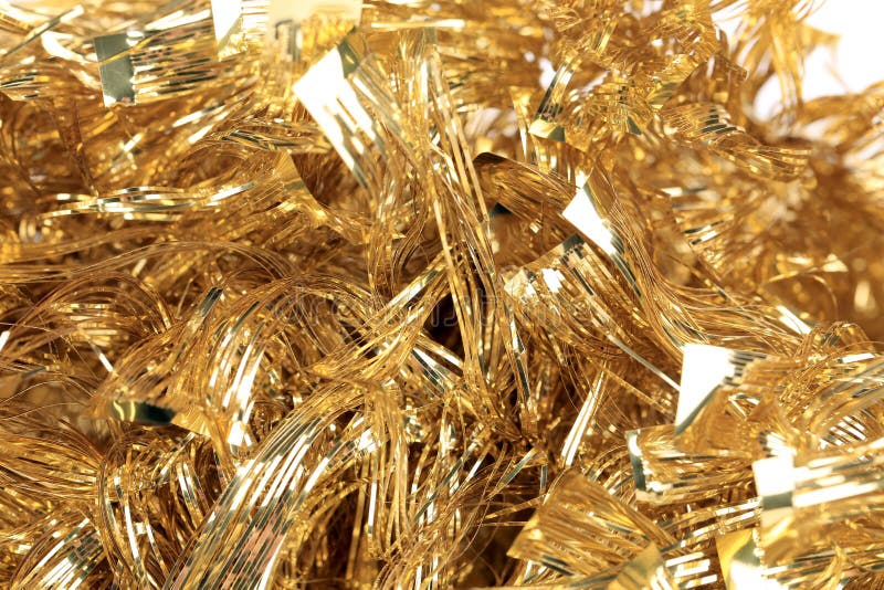 Christmas Golden Tinsel with Stars. Stock Photo - Image of decoration ...