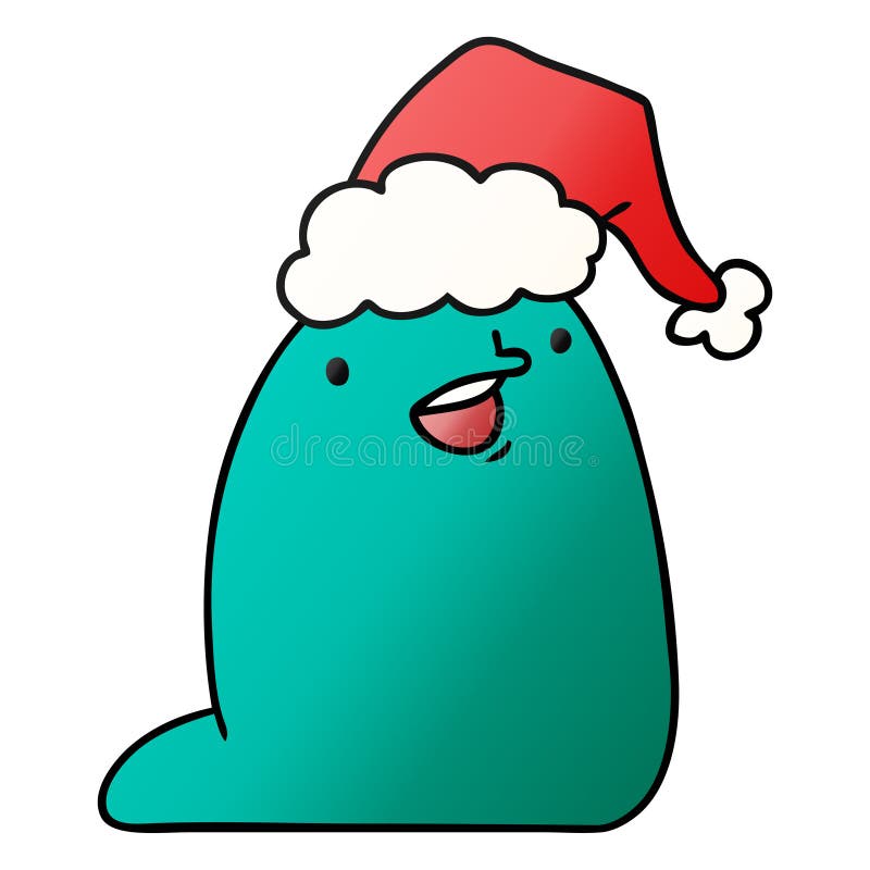 Christmas Gradient Cartoon of Kawaii Slug Stock Vector - Illustration ...