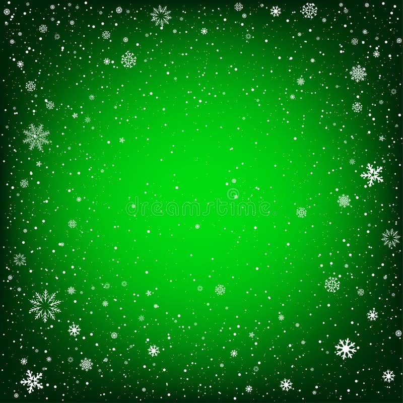 Christmas Green Background with Snow Stock Vector - Illustration of ...