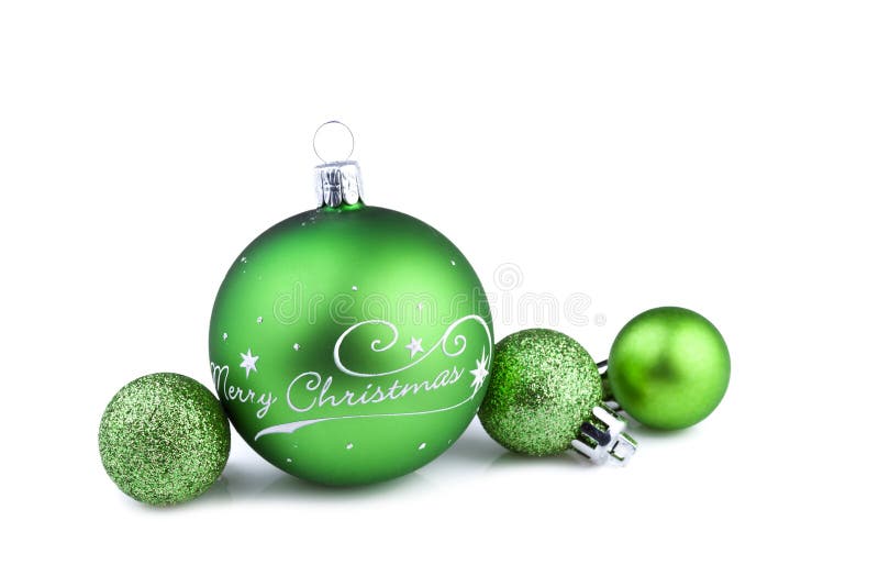 Green Christmas Ball with Ribbon Bow Isolated on White Background Stock ...