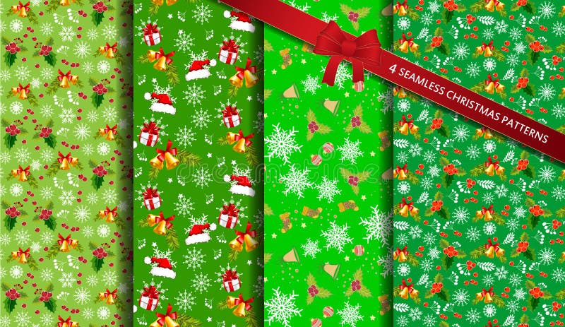 Christmas Patterns Seamless Stock Illustration - Illustration of ...