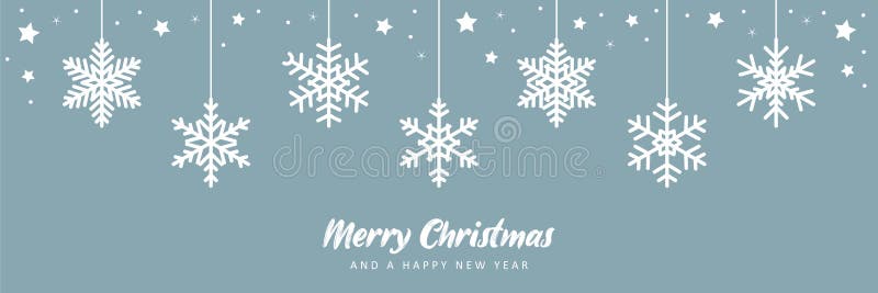 Christmas Greeting Banner with Hanging Snowflakes Stock Vector ...