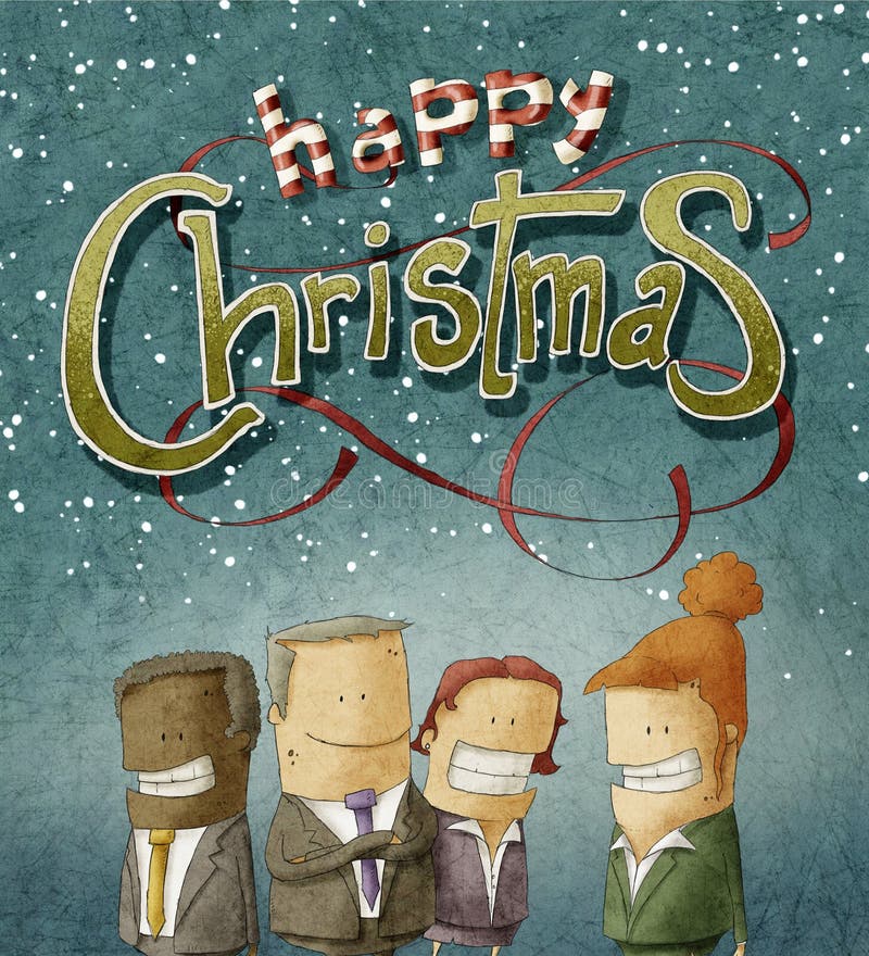 Christmas Greeting Business Team Stock Illustration - Illustration of ...