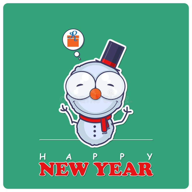 Christmas Greeting Card with Cartoon Snowman. Stock Vector ...