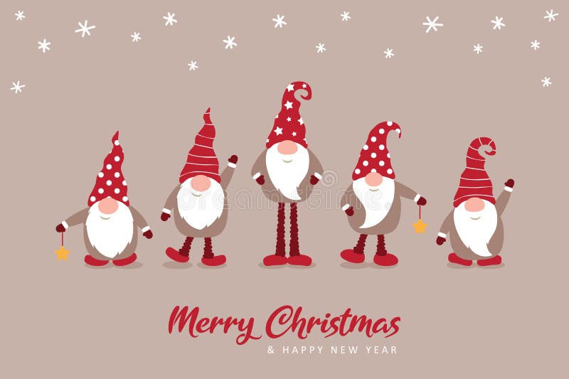 Christmas Greeting Card with Cute Christmas Dwarf in Winter Stock ...