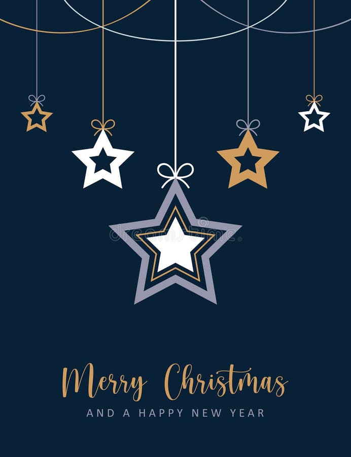 Christmas Greeting Card with Decorative Hanging Stars Stock Vector ...