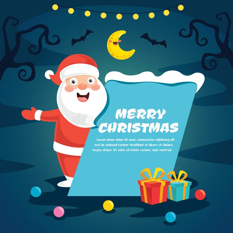 Christmas Greeting Card Design with Cartoon Characters Stock Vector ...