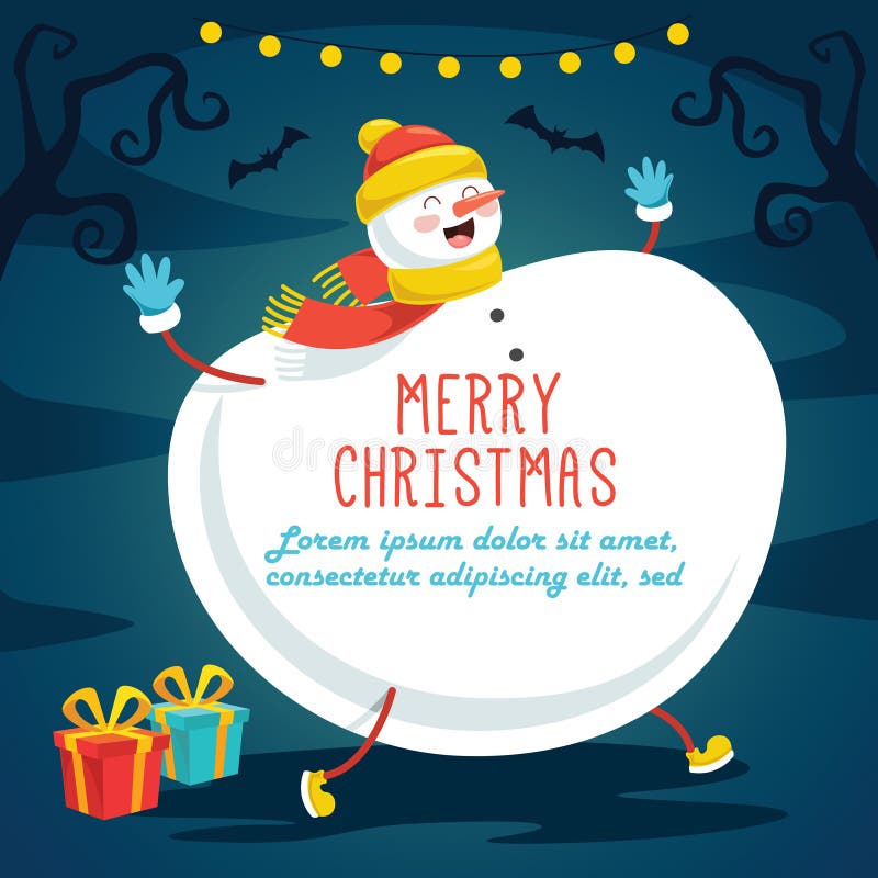 Christmas Greeting Card Design with Cartoon Characters Stock Vector ...