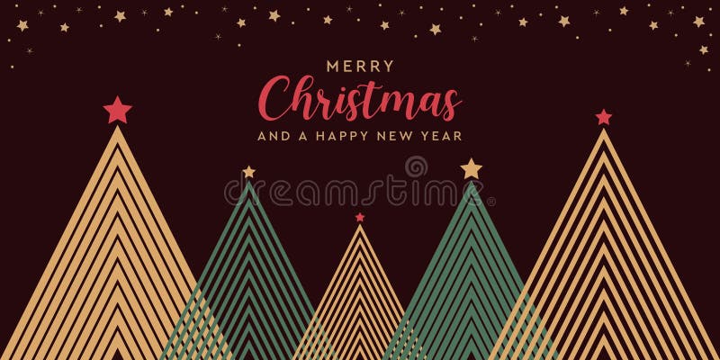 Christmas Greeting Card with Geometric Fir Trees Stock Vector ...