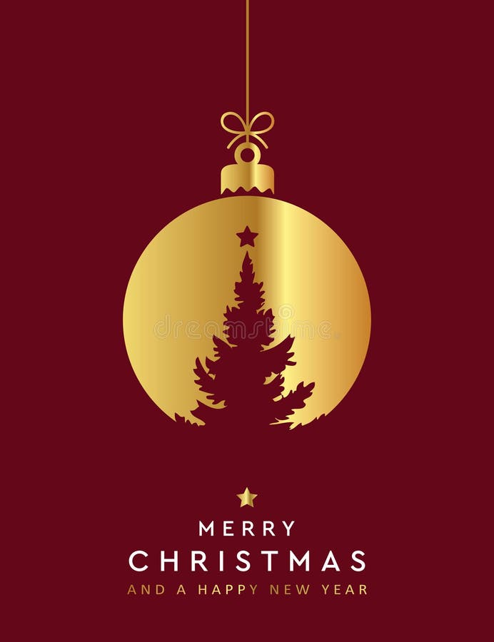 Christmas Greeting Card with Hanging Ball Decoration Stock Vector ...