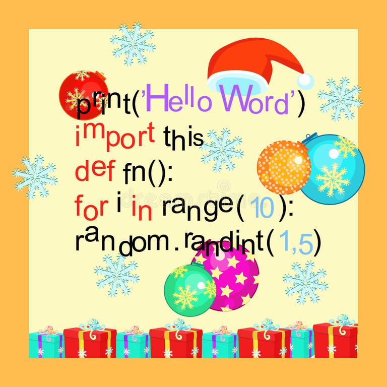 Christmas Greeting Card Programming Code, Snowflake. Vector ...