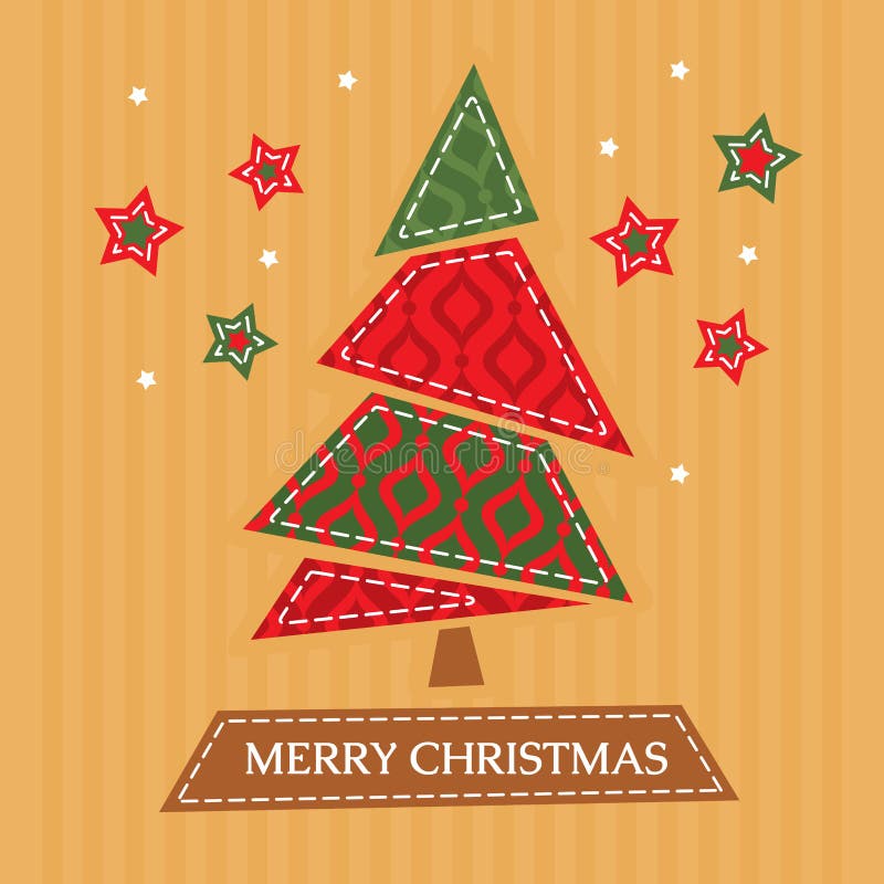Christmas Greeting Card with Tree Stock Vector - Illustration of merry ...