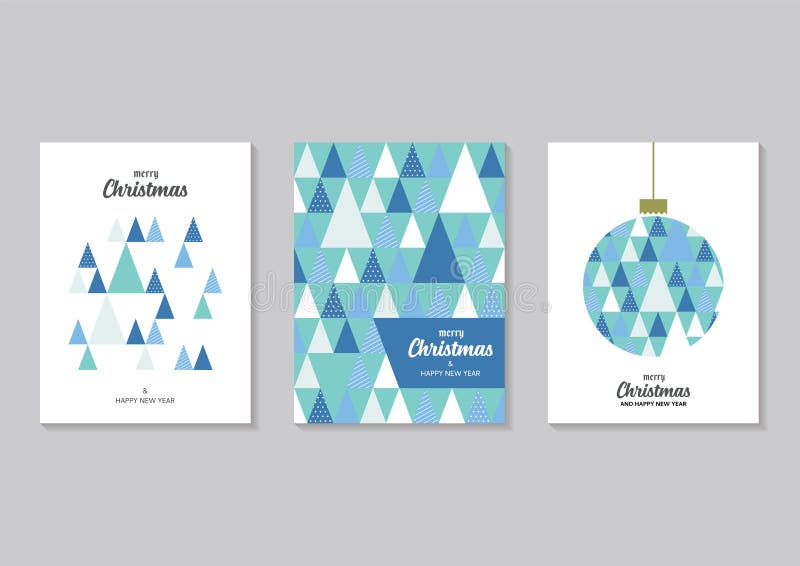 Christmas Greeting Cards with Triangle Pattern Collection Stock Vector ...