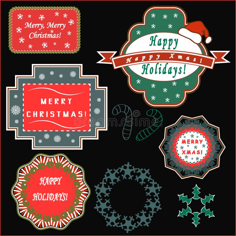 Christmas greeting labels stock illustration. Illustration of ...