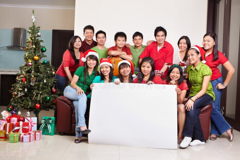 Christmas Group Shot of Asian People Stock Image - Image of pose, asian ...