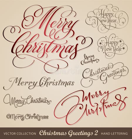 Christmas Hand Lettering Set (vector) Stock Vector - Illustration of ...