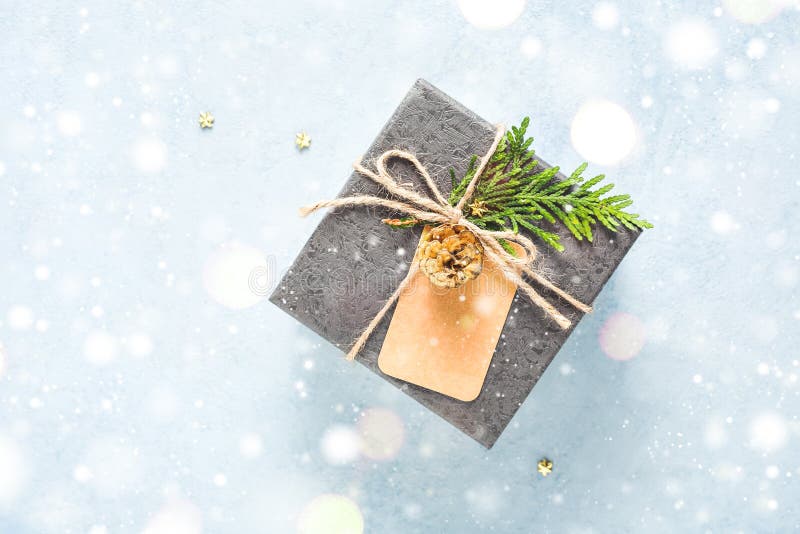 Christmas Handcraft Gift Boxes on Wood Background. Stock Image - Image ...