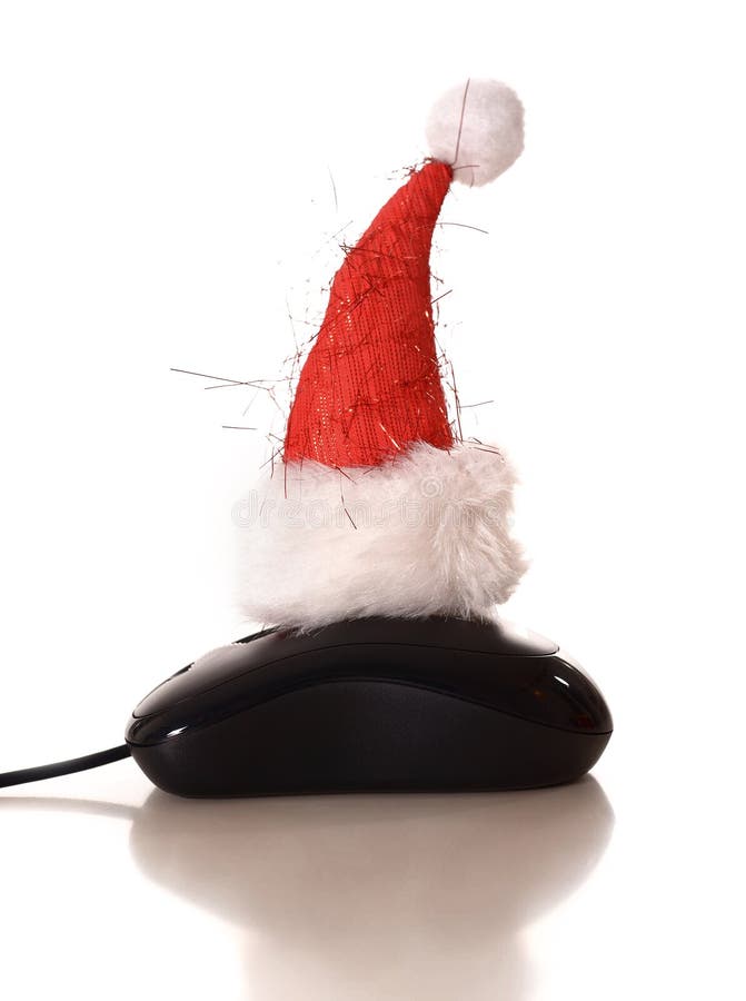 Christmas Hat on Computer Mouse Stock Image - Image of concept, shop ...