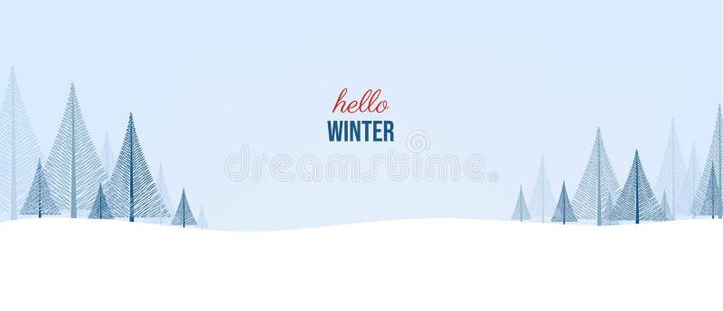 Christmas Hello Winter Landscape with Tree Stock Vector - Illustration ...