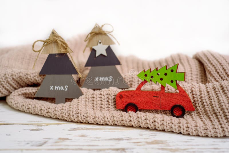 Christmas Holiday Concept with Pine Tree on Toy Car. Stock Image ...