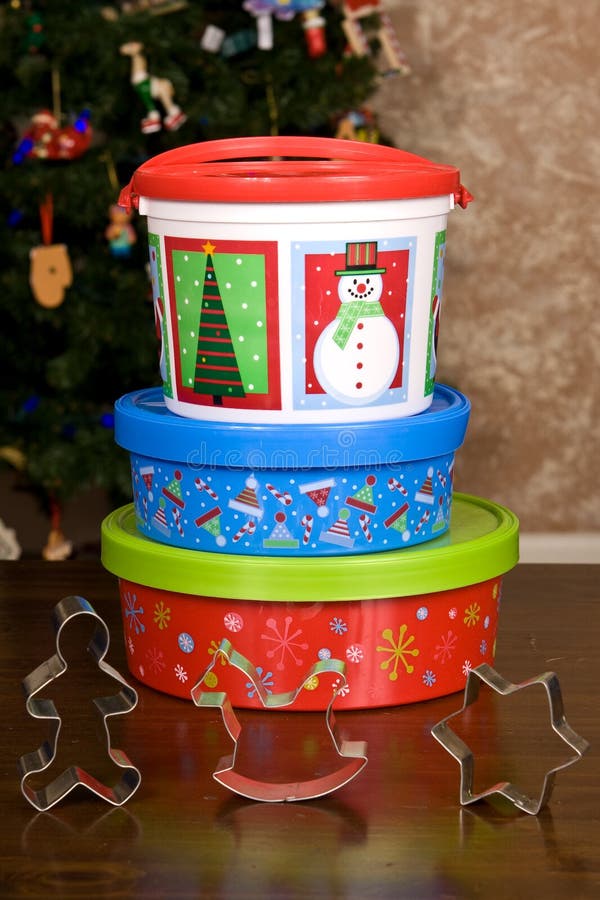 Christmas Holiday Cookie Containers Stock Image - Image of cookie ...