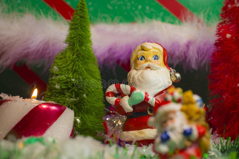 Christmas Holiday Decorations Scene Santa and Blurred Santa Stock Image ...