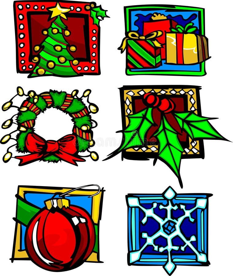 Christmas Holiday Icons and Logos Vector Stock Vector - Illustration of ...