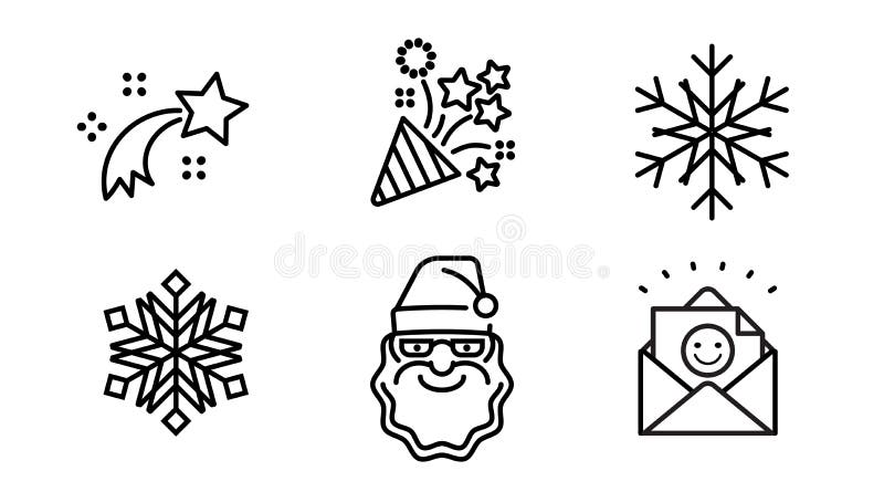 Christmas Holiday Icons Set. Vector Line Illustration. Stock ...