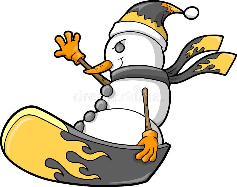 Christmas Holiday Snowman Snowboard Stock Vector - Illustration of ...