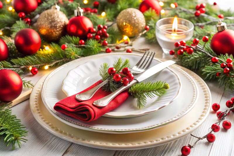 Christmas Holiday Table Setting Border Design Stock Illustration ...