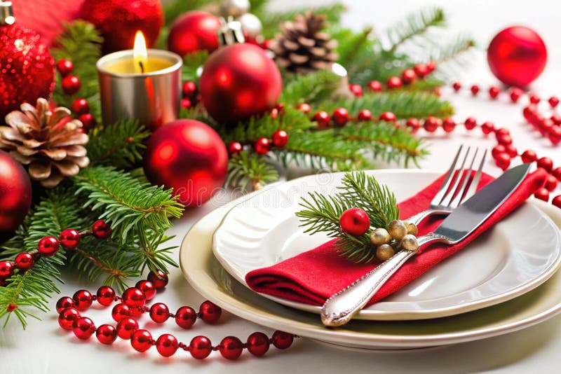 Christmas Holiday Table Setting Border Design Stock Illustration ...