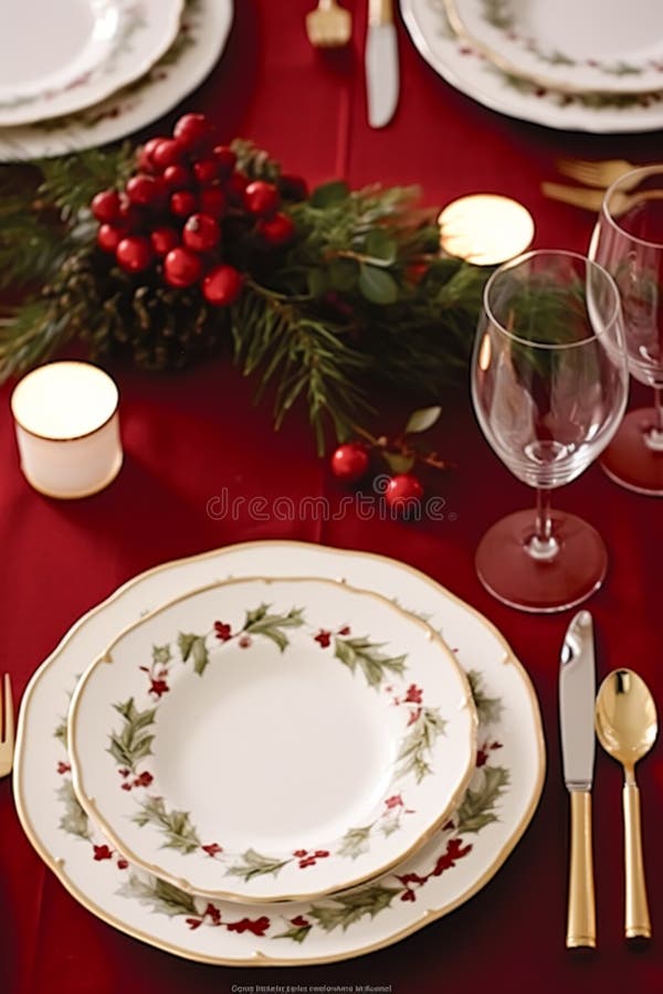 Christmas Holiday Tablescape, Formal Dinner Table Setting, Table Scape ...