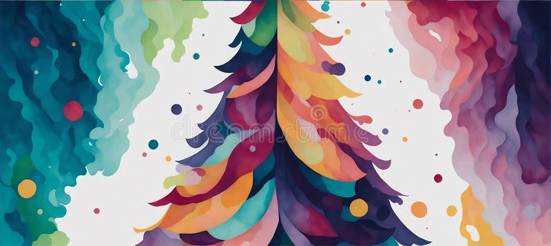 Christmas Holiday.Watercolor Christmas Tree on Watercolor Background ...