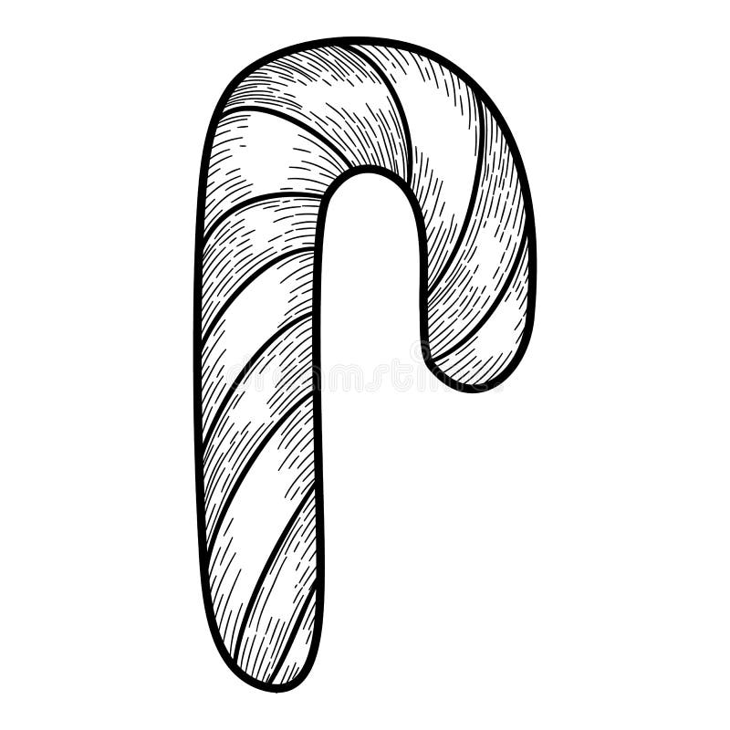 Christmas Holidays Candy Stick Icon, Hand Drawn and Outline Style Stock ...