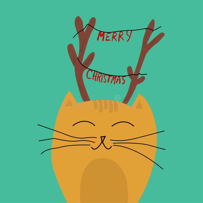 Christmas Holidays, Festive Cat, Merry Christmas, Vector Illustration ...