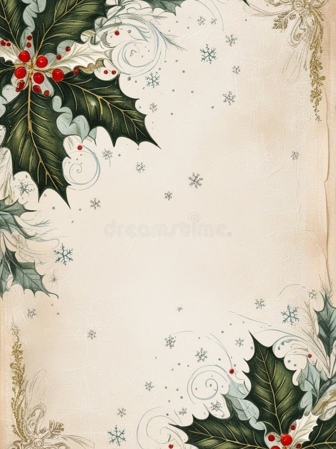 Vintage-Inspired Holly and Berries Christmas Scrapbooking Postcard ...