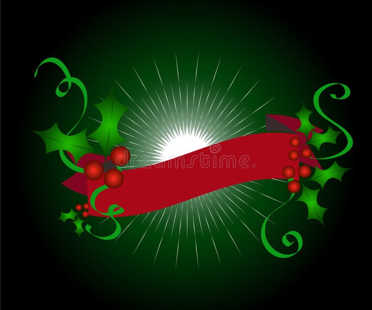 Christmas holly banner stock illustration. Illustration of december ...