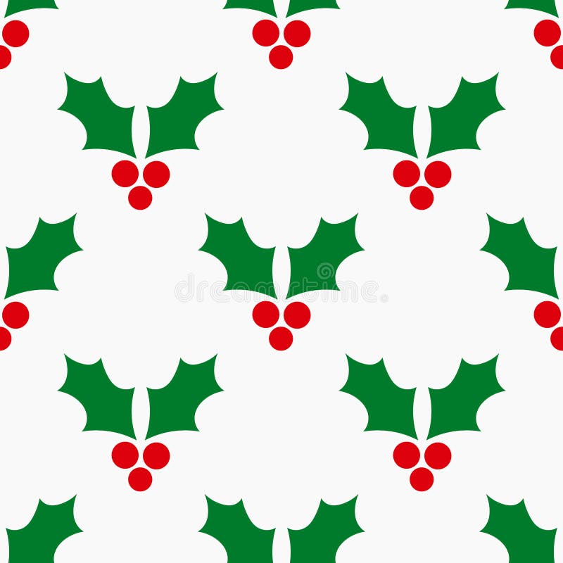 Christmas Holly Berries Seamless Pattern Stock Vector - Illustration of ...