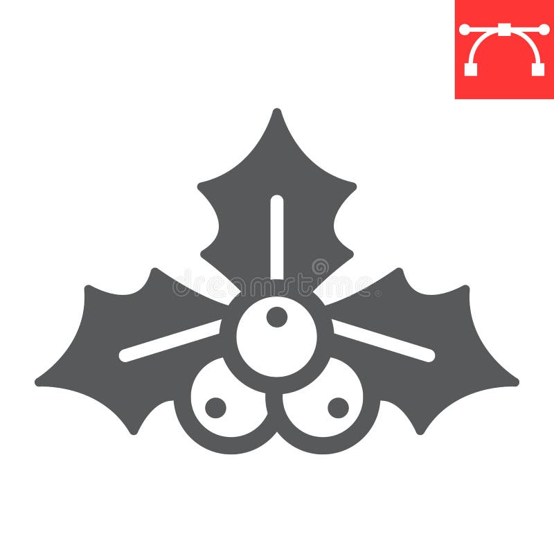 Christmas Holly Berry Glyph Icon, Merry Christmas and Xmas, Holly Tree ...