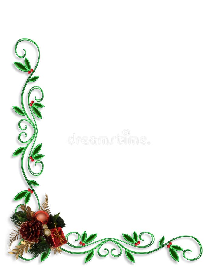 Christmas Holly Border Corner Design Stock Illustration - Illustration ...